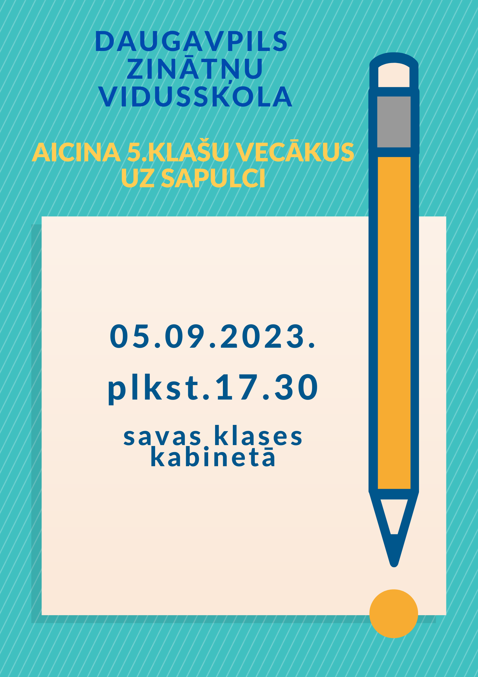 Cienījamie 5. klašu skolēnu vecāki! 🎓 DZV